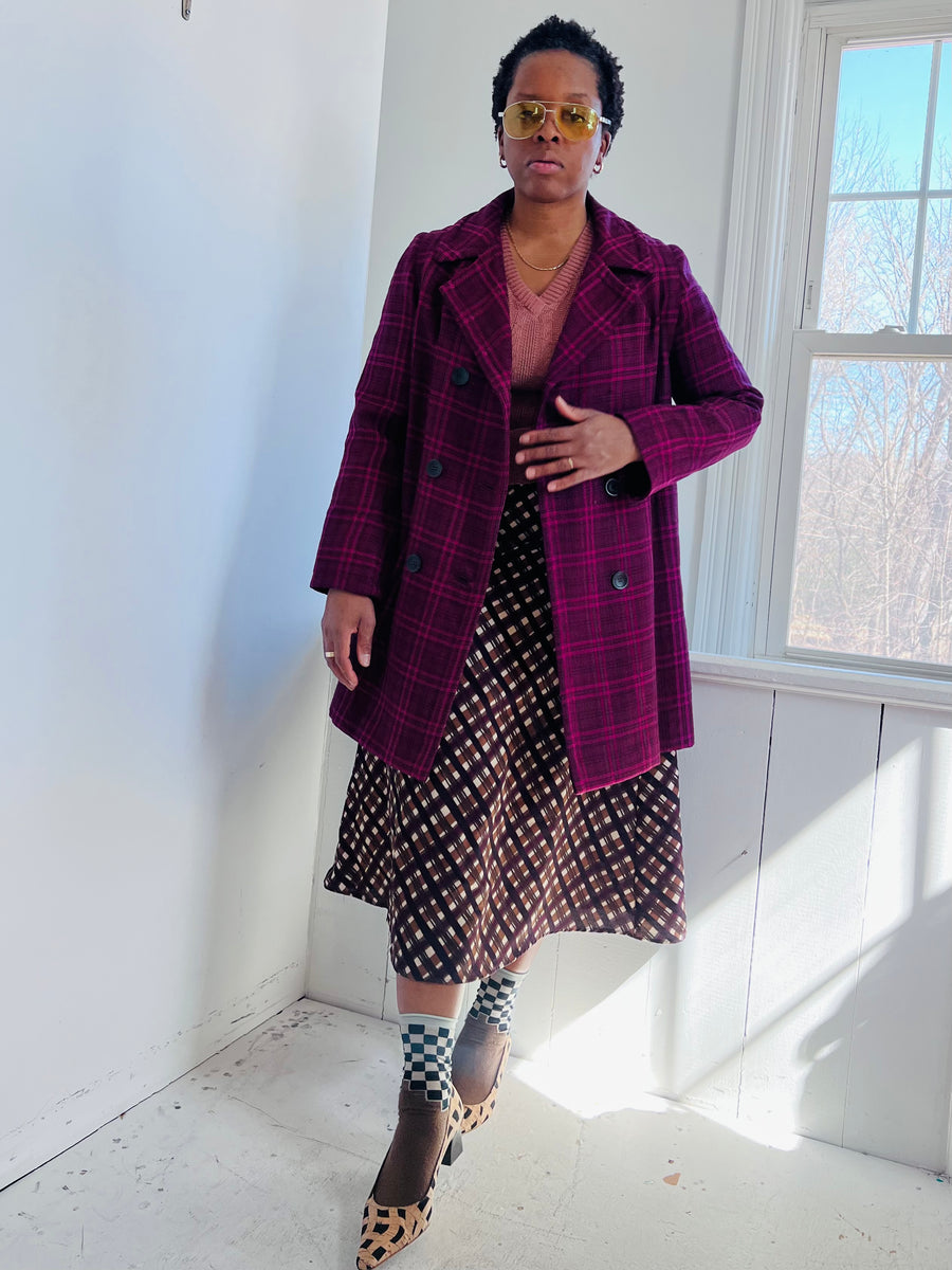 Raspberry Plaid Trench Coat – Chambers Vintage