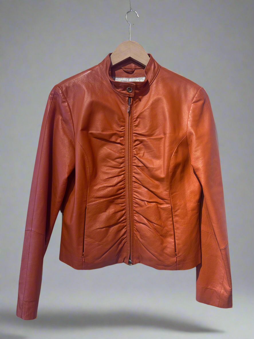 Tangerine Leather Jacket – Chambers Vintage